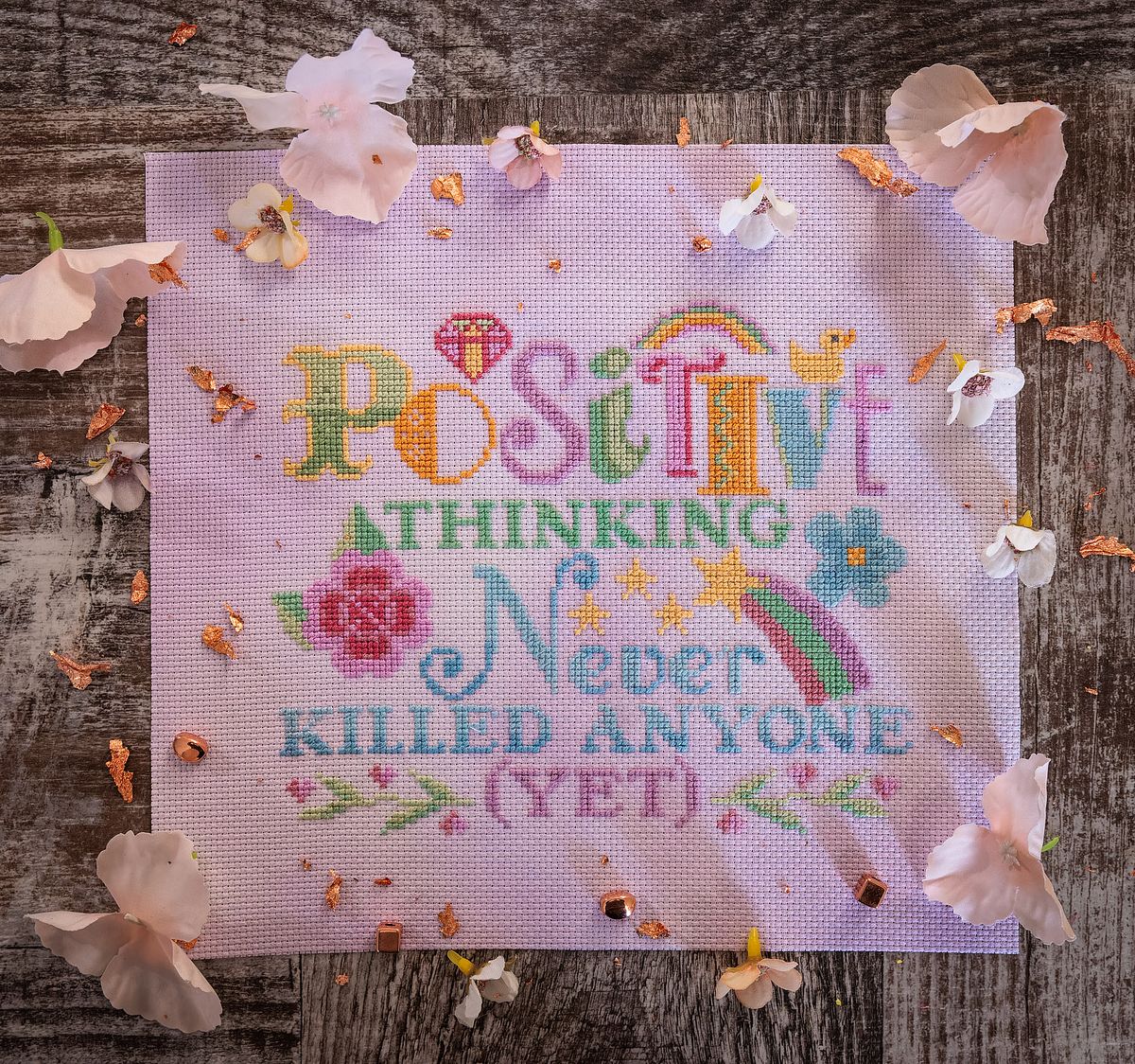 Positive Thinking Sarcastic Cross Stitch Pattern